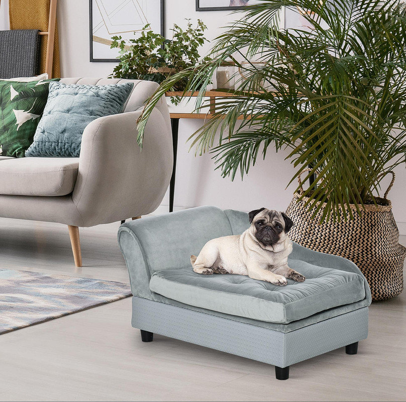 Hokku Designs PawHut Luxury Fancy Dog Bed for Small Dogs with Hidden Storage, Small Dog Couch ...